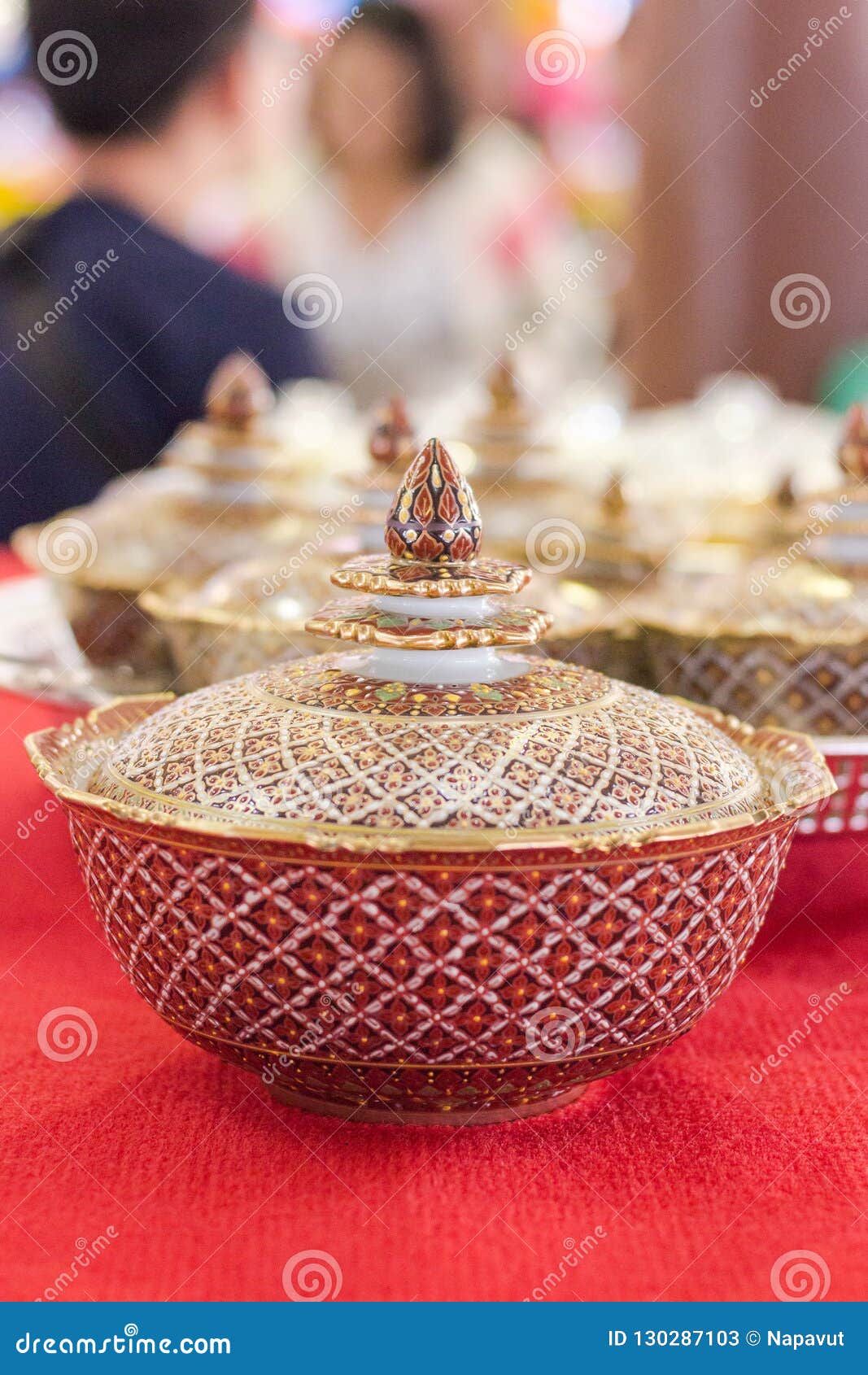 Ancient Benjarong Ceramic Texture Paint Tiles Patterns Thai Style On ...