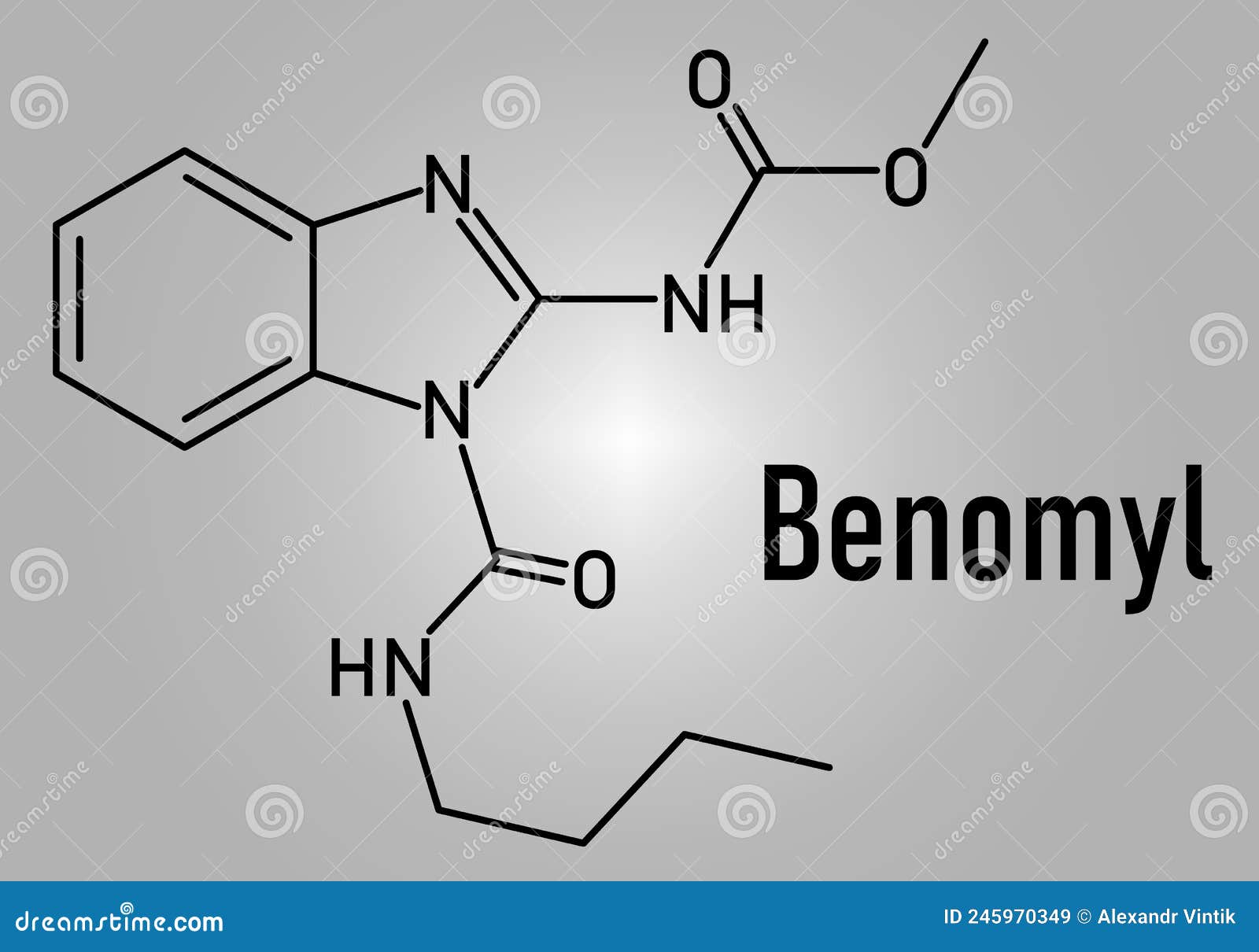 Benomyl Fungicide Molecule. 3D Rendering. Atoms Are Represented As ...