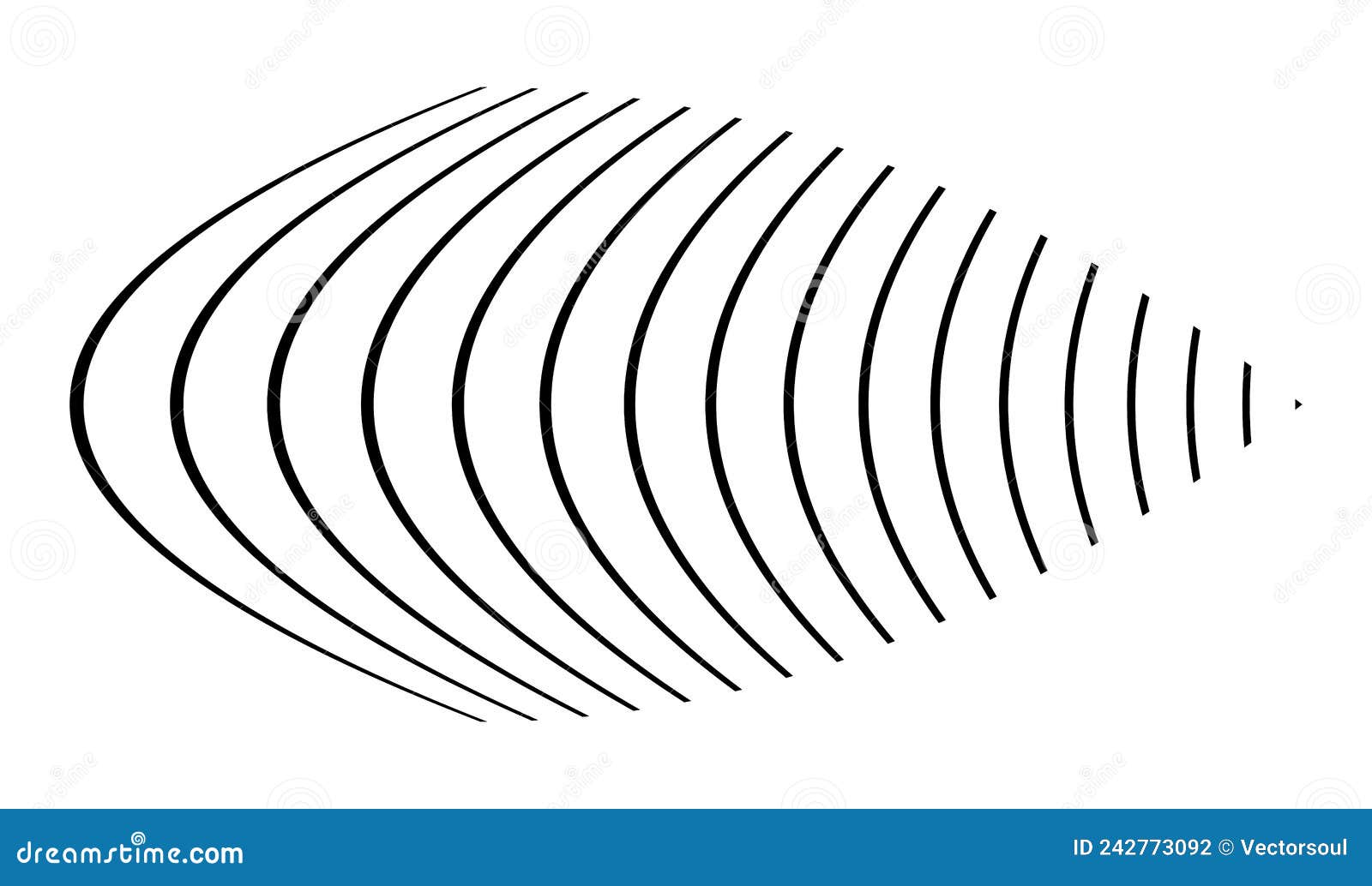 Bent Abstract Curved Lines, Stripes Element Stock Vector - Illustration ...