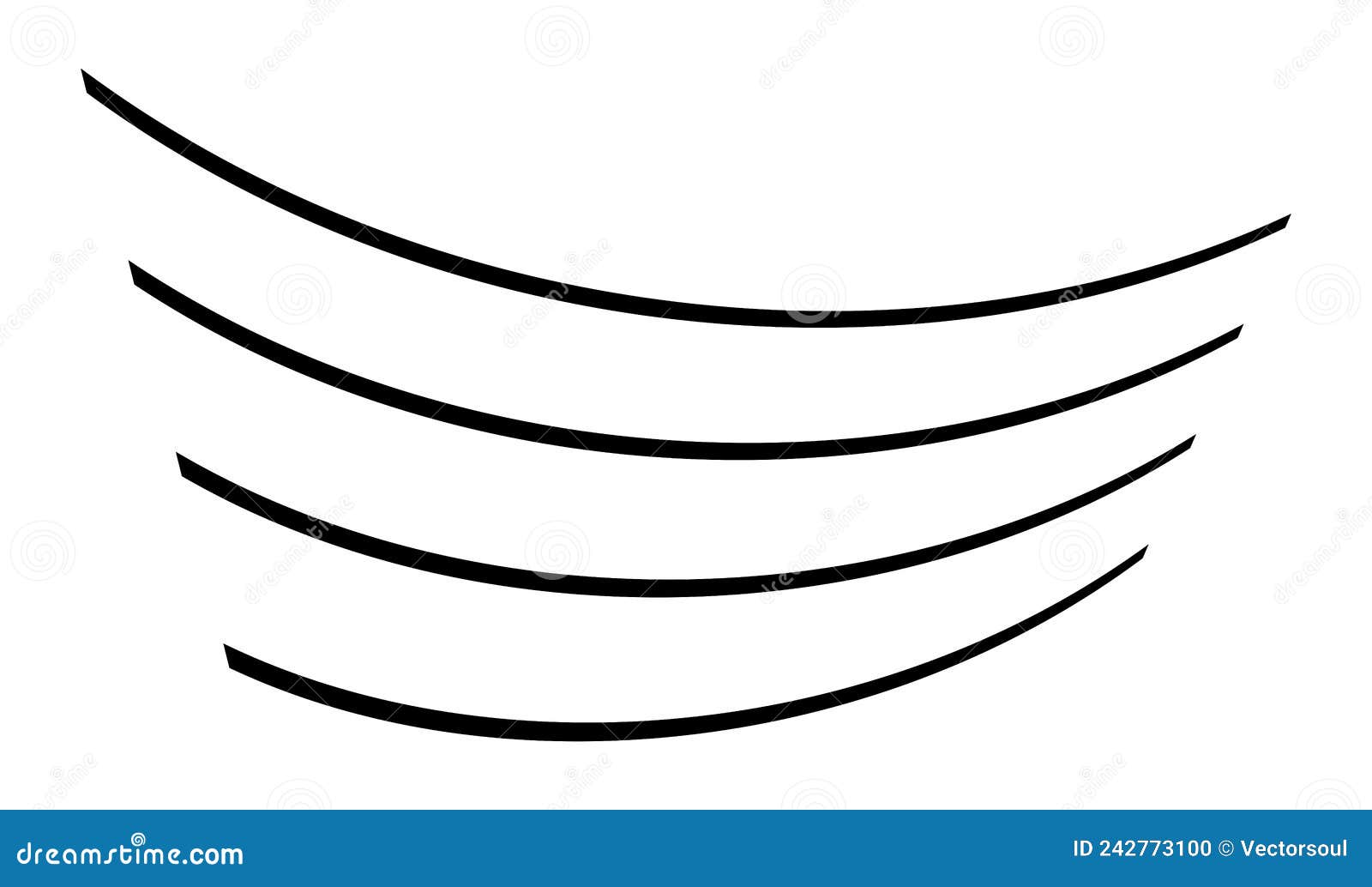 Bent Abstract Curved Lines, Stripes Element Stock Vector - Illustration ...