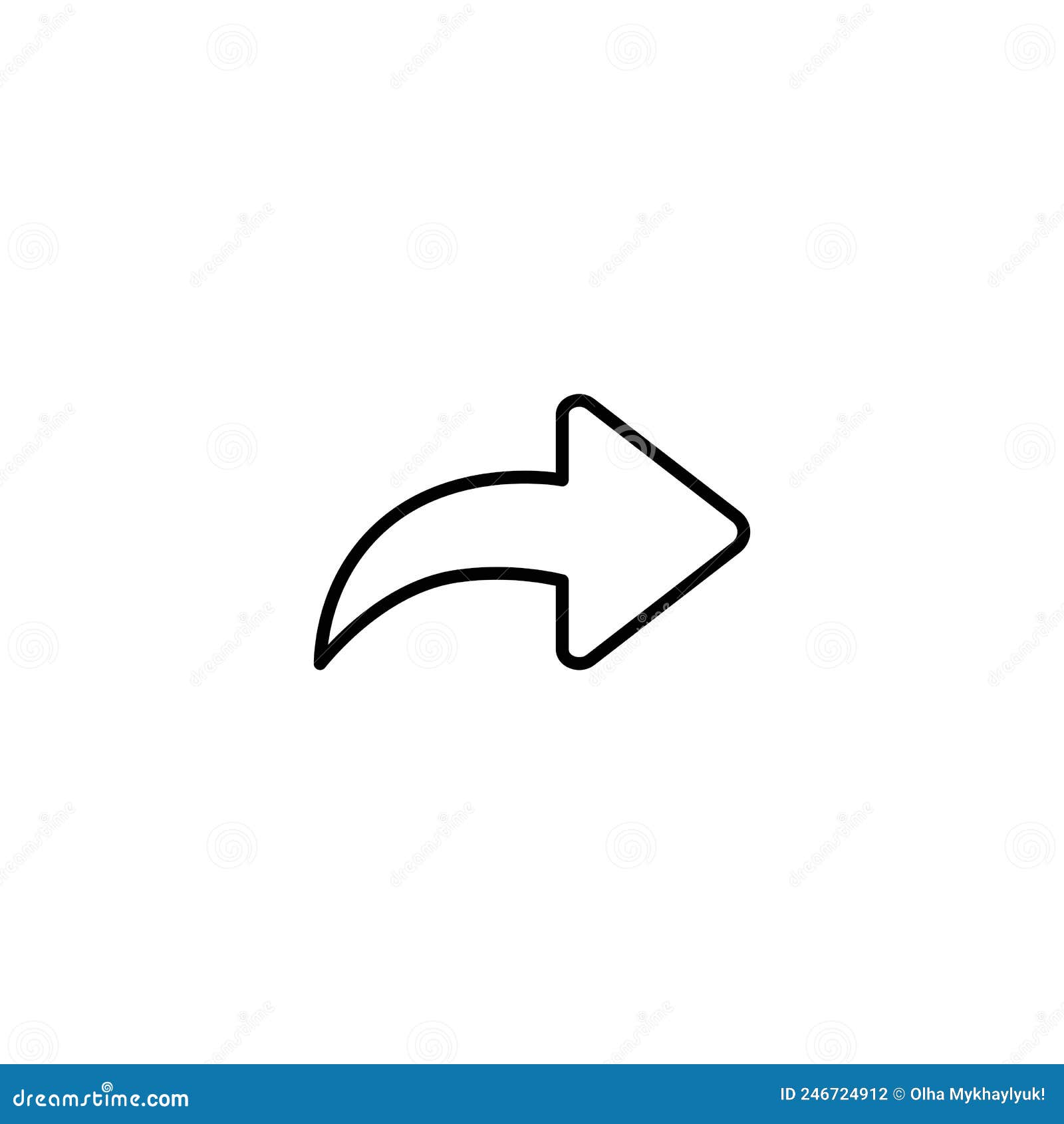 Bent Arrow Pointing Right, Curved Arrow Share Icon Eps 10 Stock Vector ...