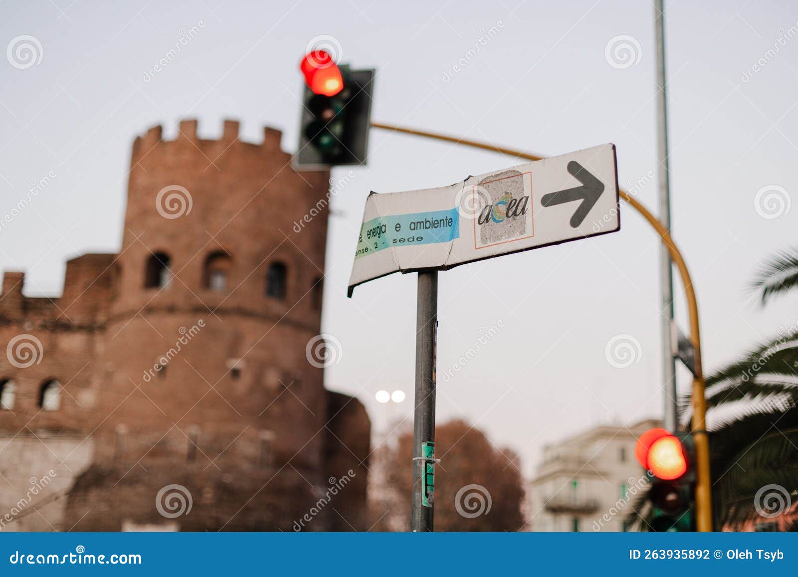 Bent and Broken Street Sign in Rome, Italy Editorial Photography ...