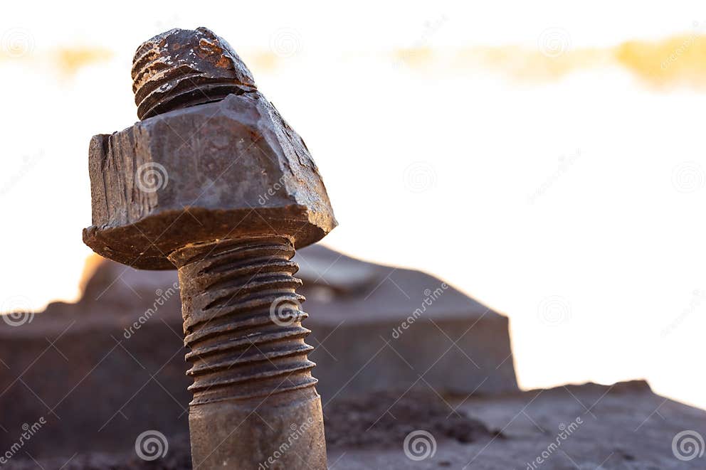 Bent and Damaged Bolt on Ruins of Ore Terminal Stock Image - Image of ...
