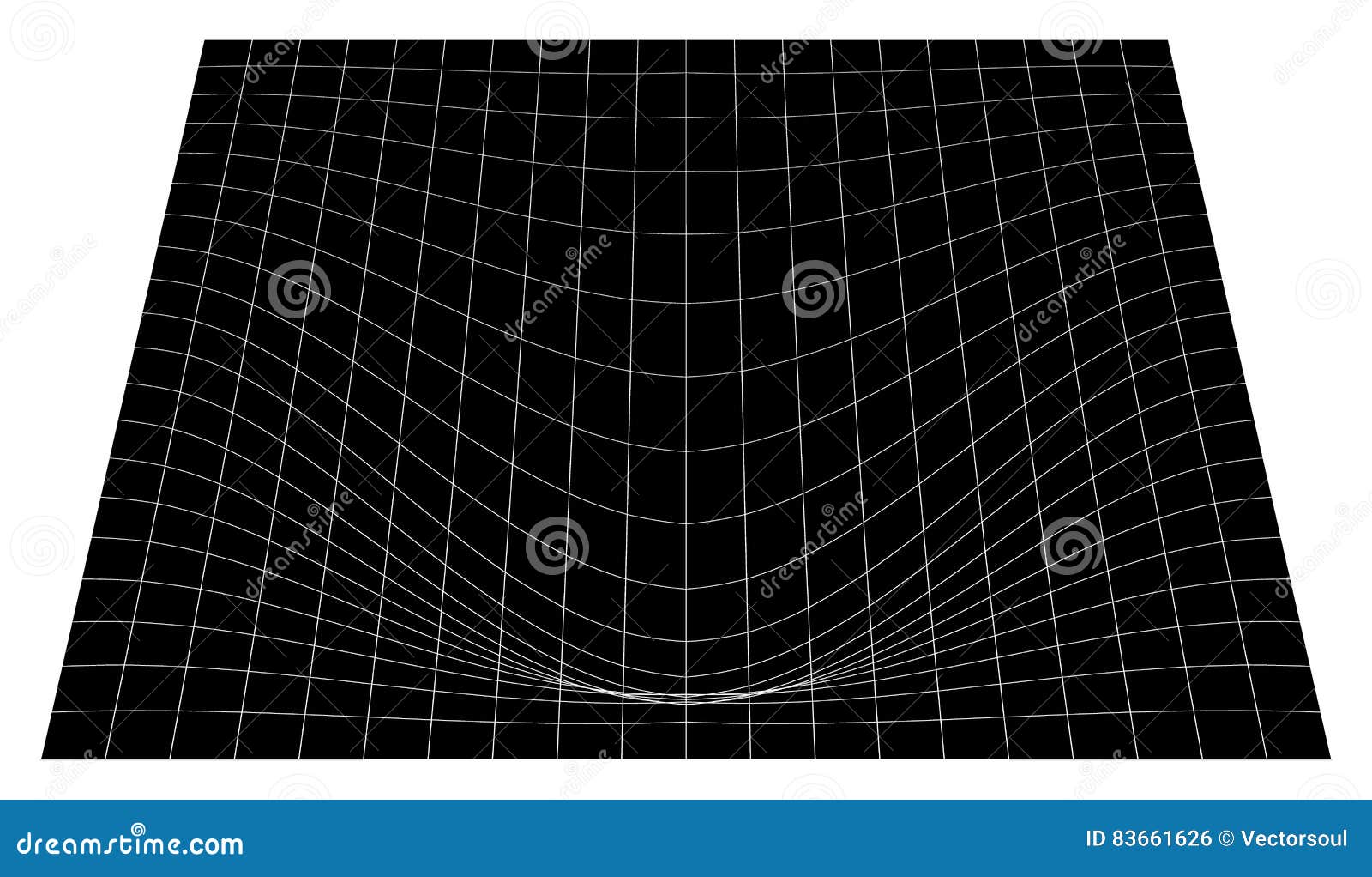 Bent Grid In Perspective. 3d Mesh With Convex Distortion Cartoon Vector ...