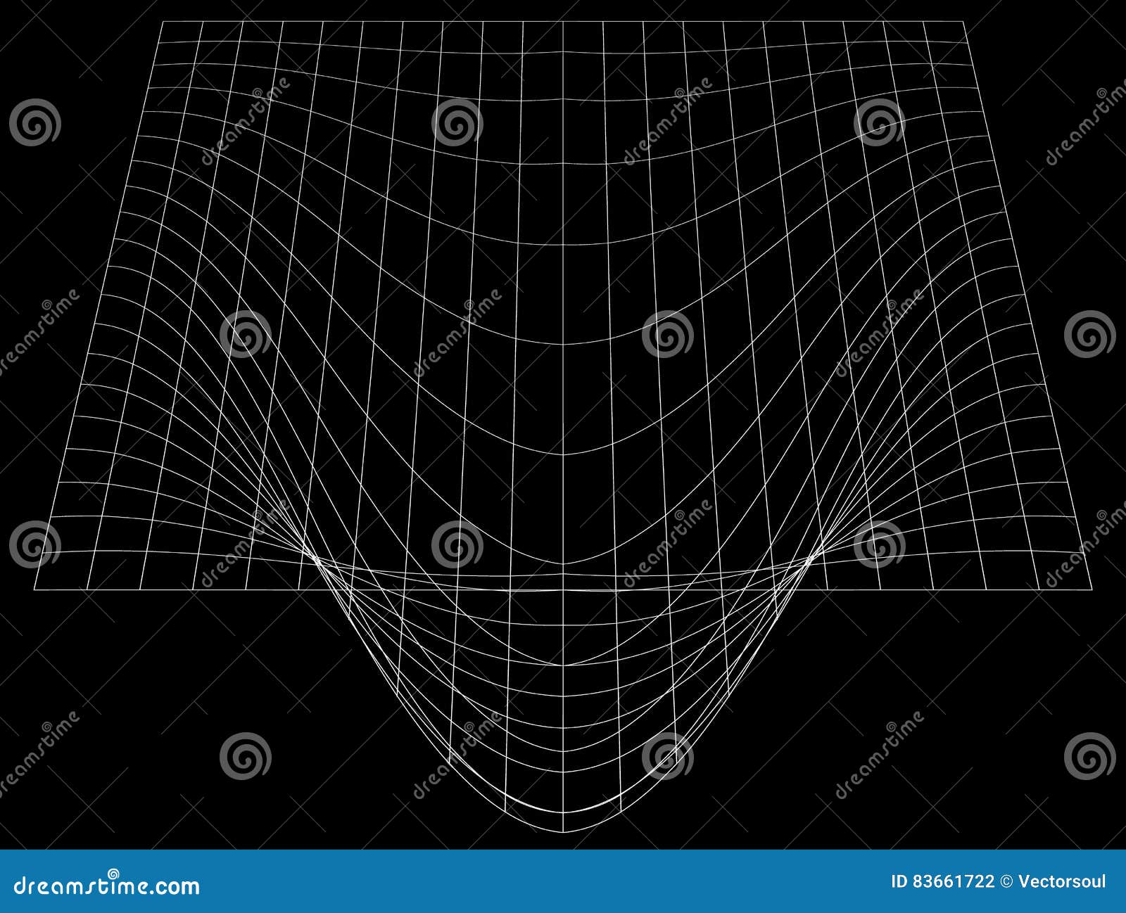 Bent Grid In Perspective. 3d Mesh With Convex Distortion Cartoon Vector ...