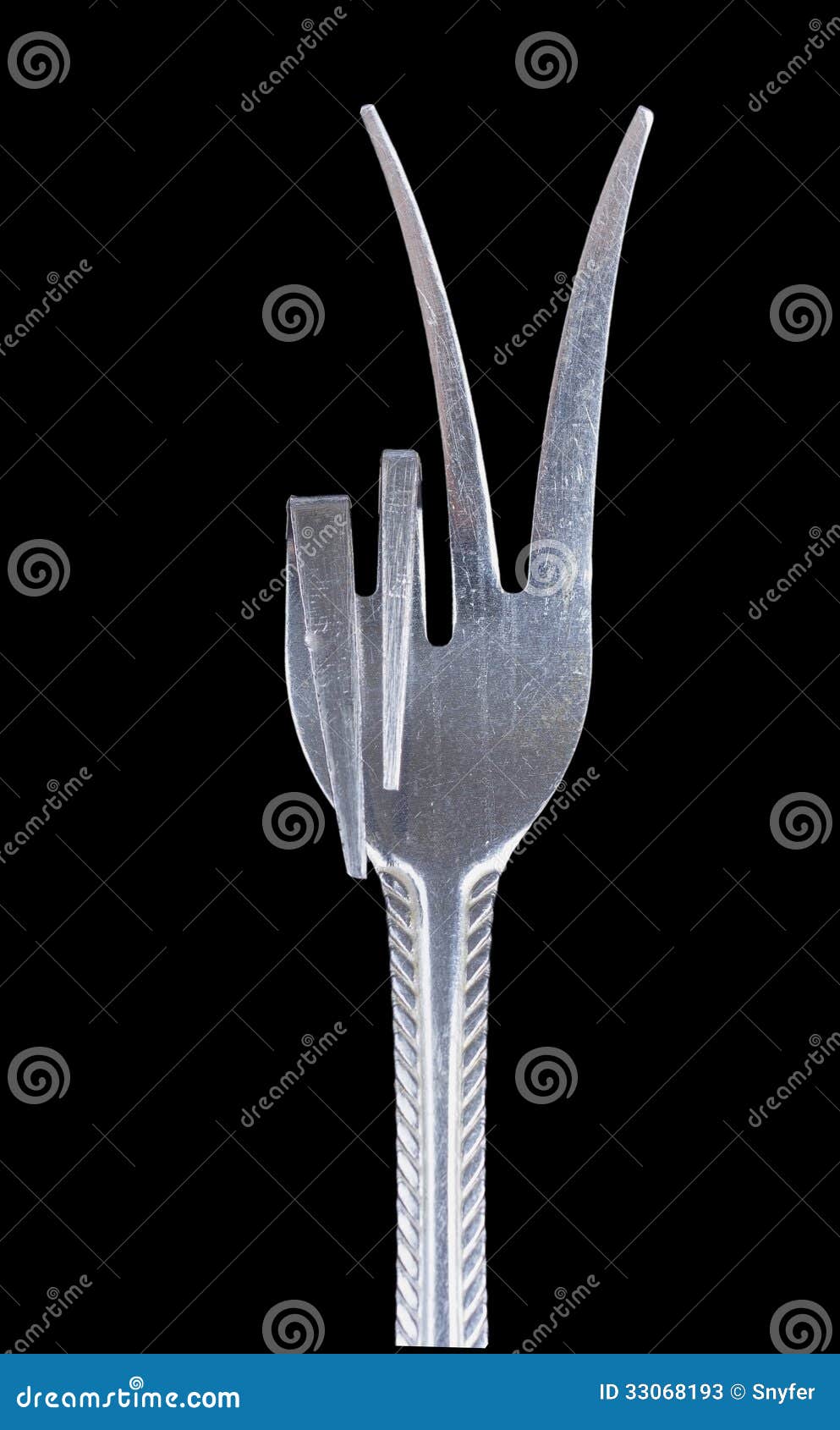 Bent metal fork, Victory. stock image. Image of dining - 33068193