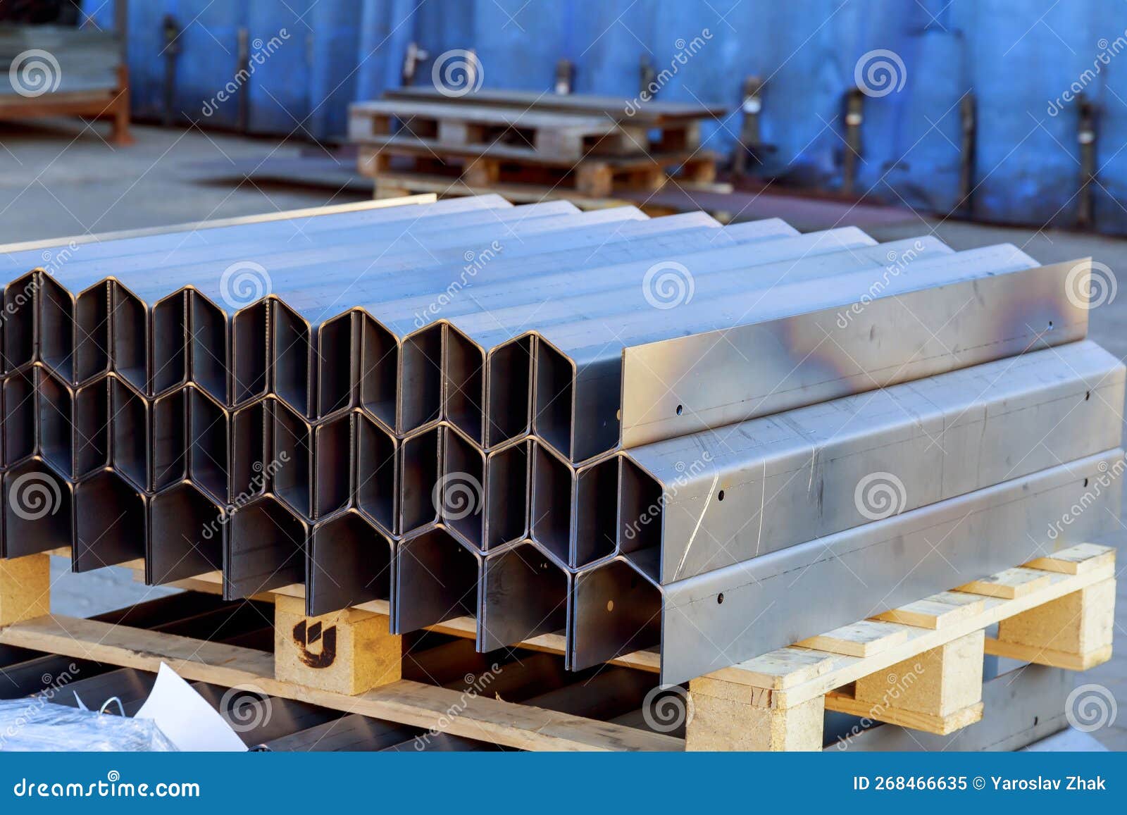 Bent Metal Products are Stacked on a Pallet. Work with Sheet Metal ...