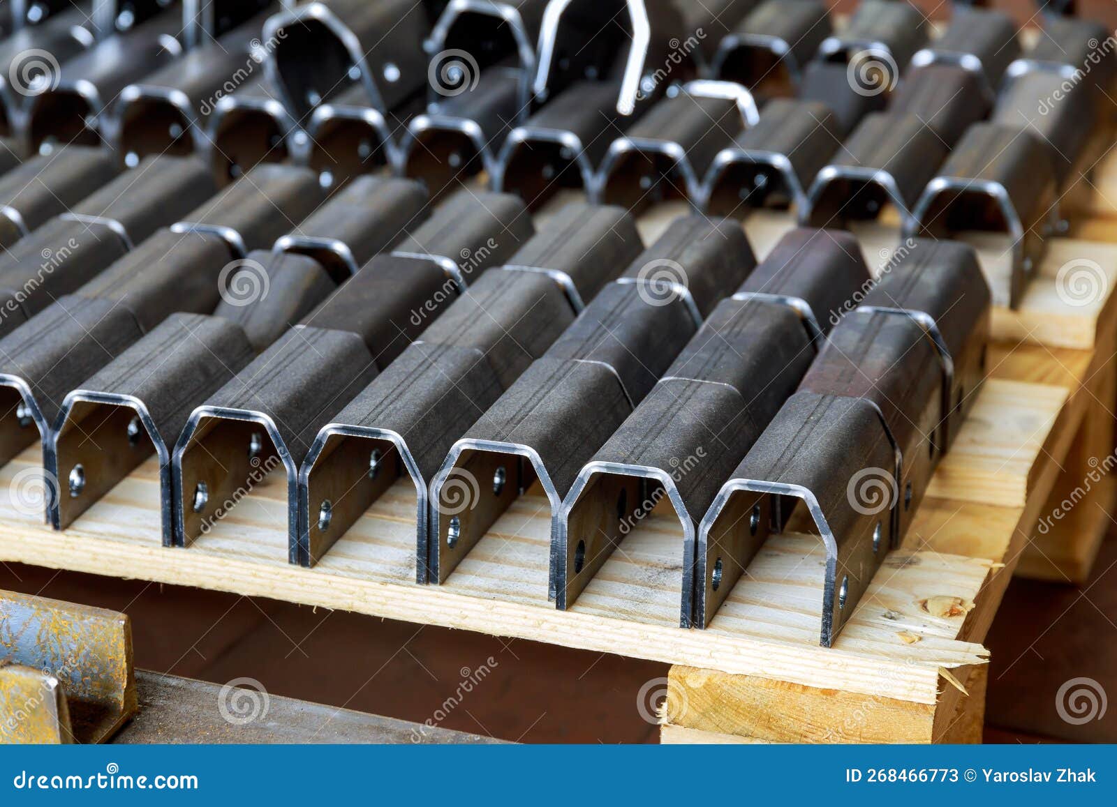 Bent Metal Products are Stacked on a Pallet. Work with Sheet Metal ...