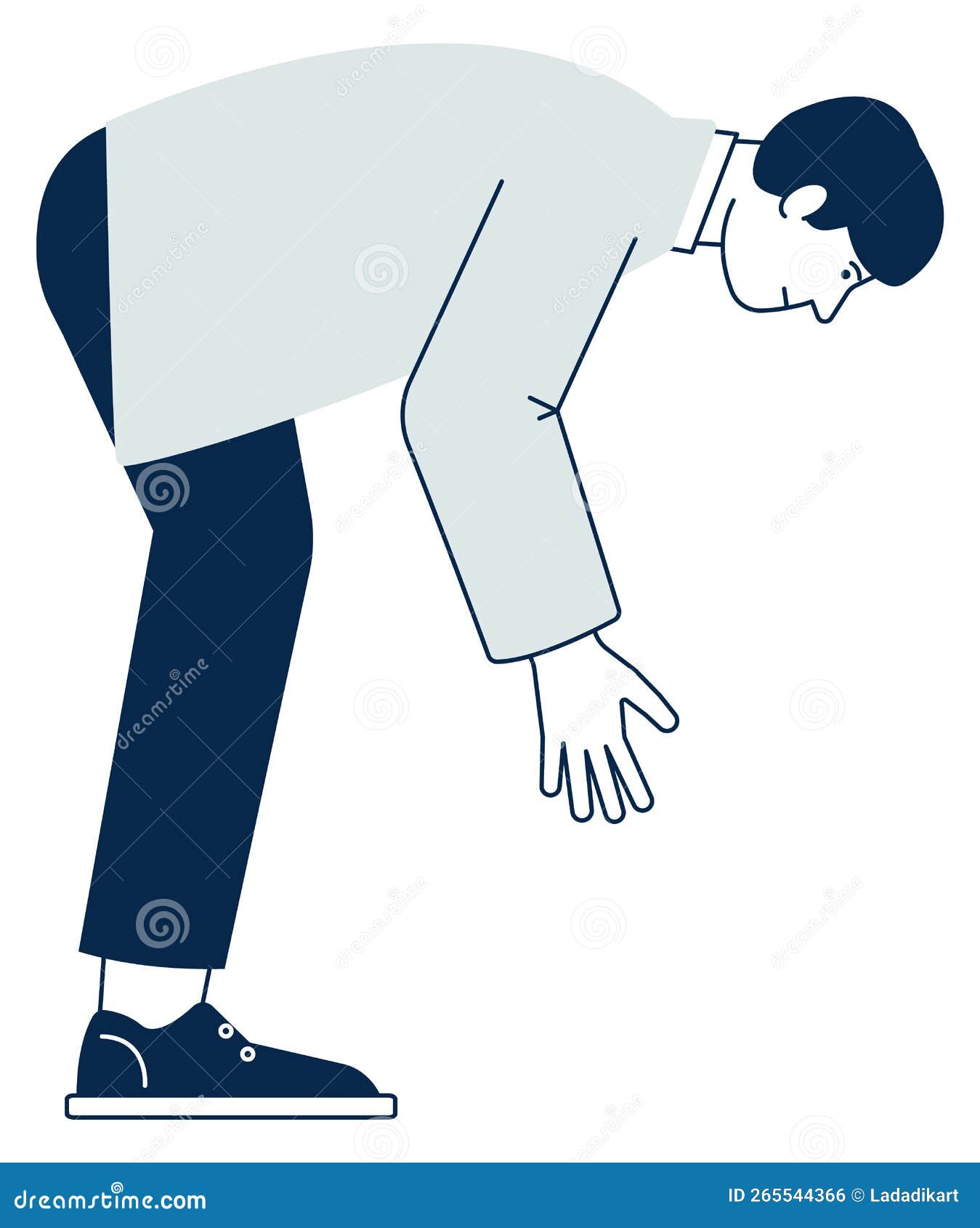 Bent Person Suffering Back Pain Or Backache , Vector Cartoon Stick ...