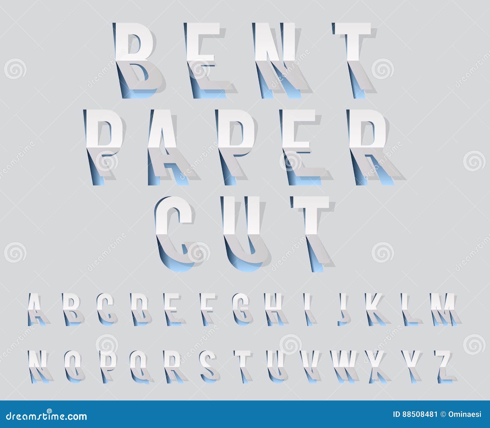Bent Paper Cut Font Template Alphabet Vector Illustration Stock Vector ...