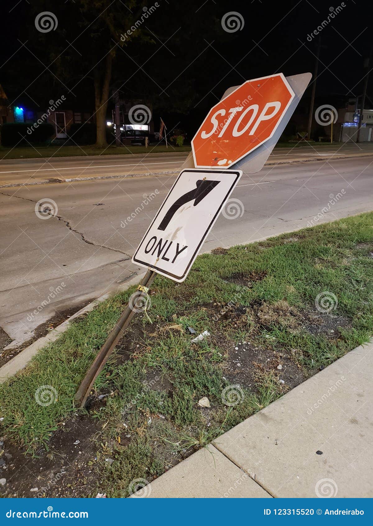 Bent street sign stock photo. Image of fallen, sign - 123315520