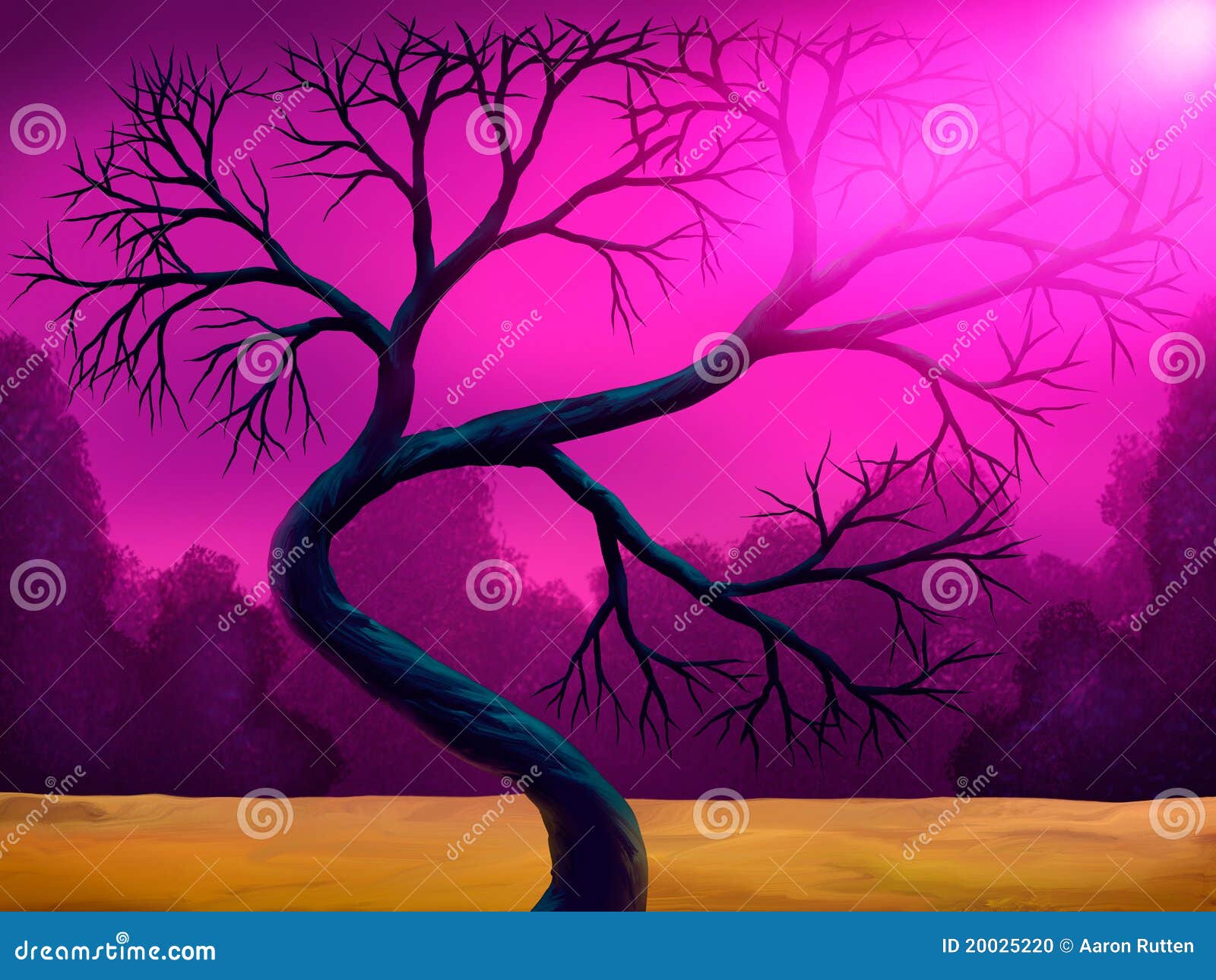 Bent Tree Digital Painting stock illustration. Illustration of graphic ...