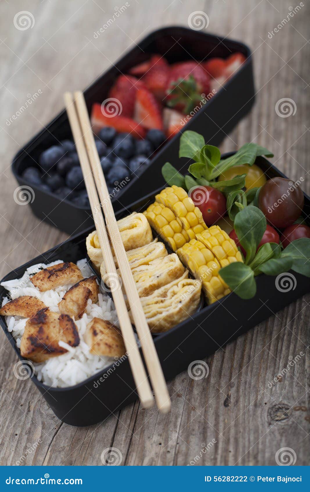 Bento Box with Different Food Stock Photo - Image of health, salad ...
