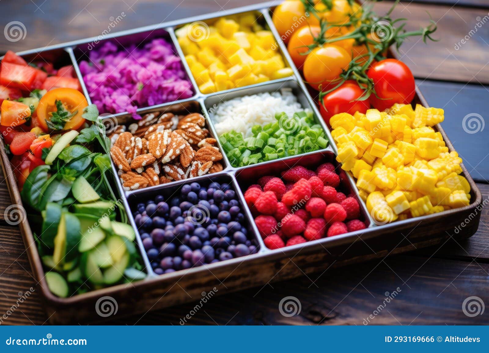 Bento Box Filled with Rainbow-colored Small Foods Stock Photo - Image ...
