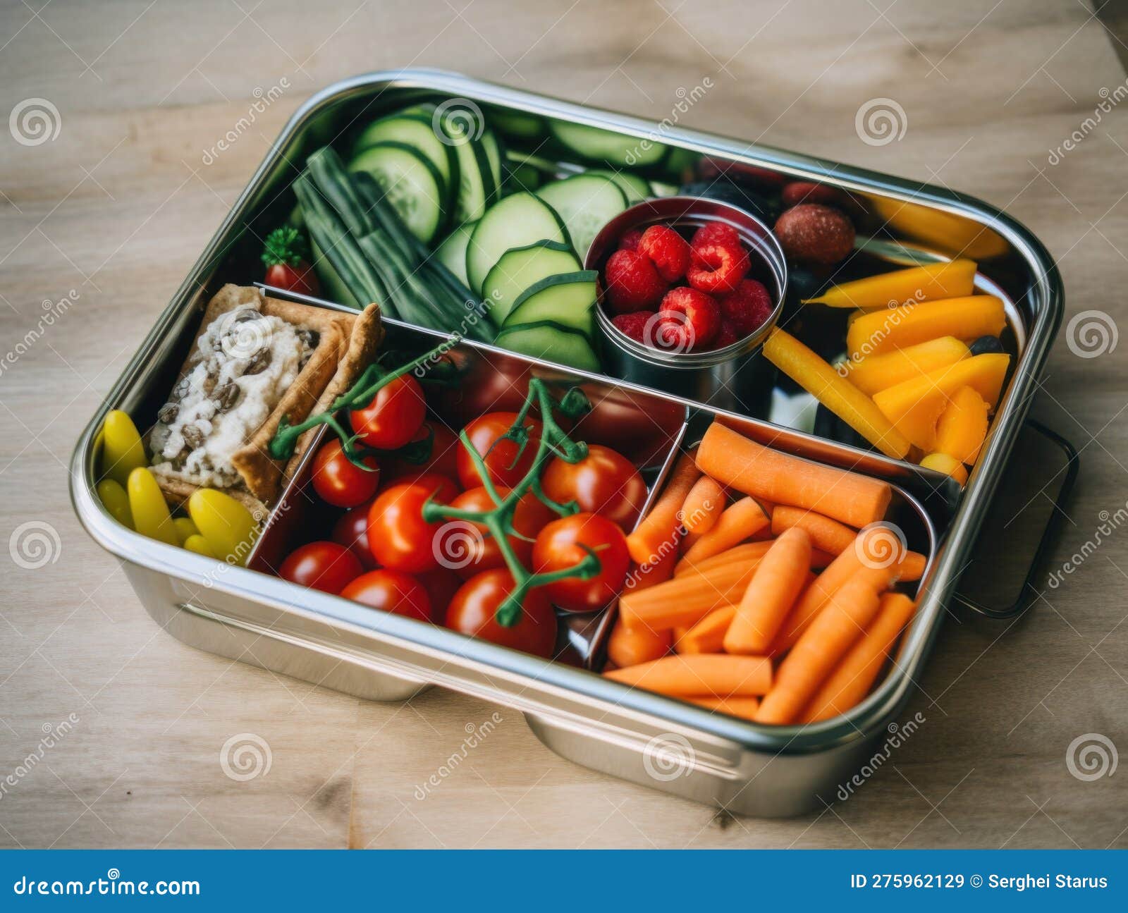 A Bento Box Filled With Assorted Fruits And Vegetables. AI Generative ...