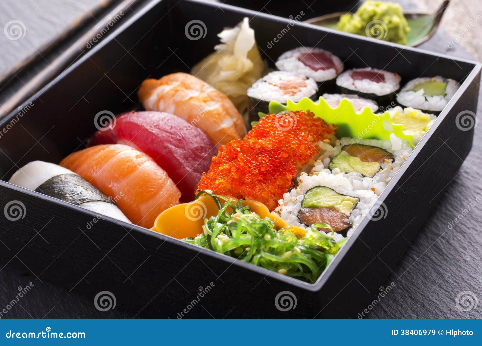 Bento Box with Sushi and Rolls Stock Image - Image of asia, california ...