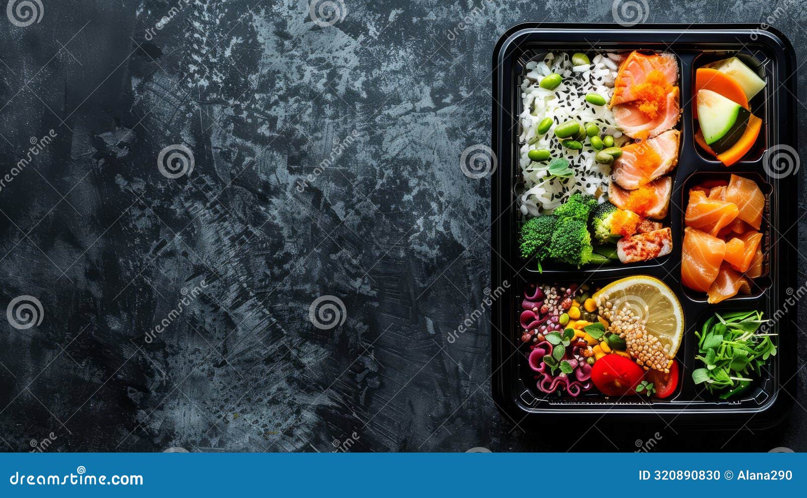 Bento Box with Various Food on Light Background, View from Above Stock ...