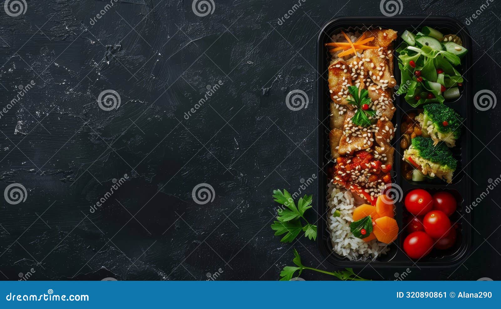 Bento Box with Various Food on Light Background, View from Above Stock ...