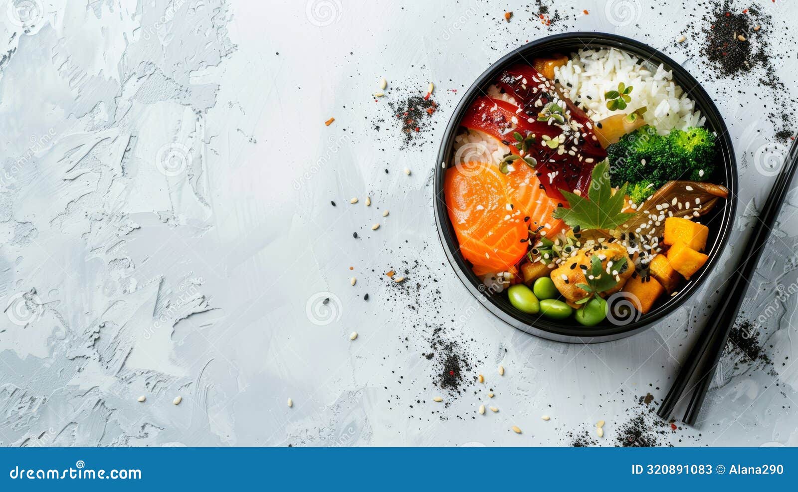 Bento Box with Various Food on Light Background, View from Above Stock ...