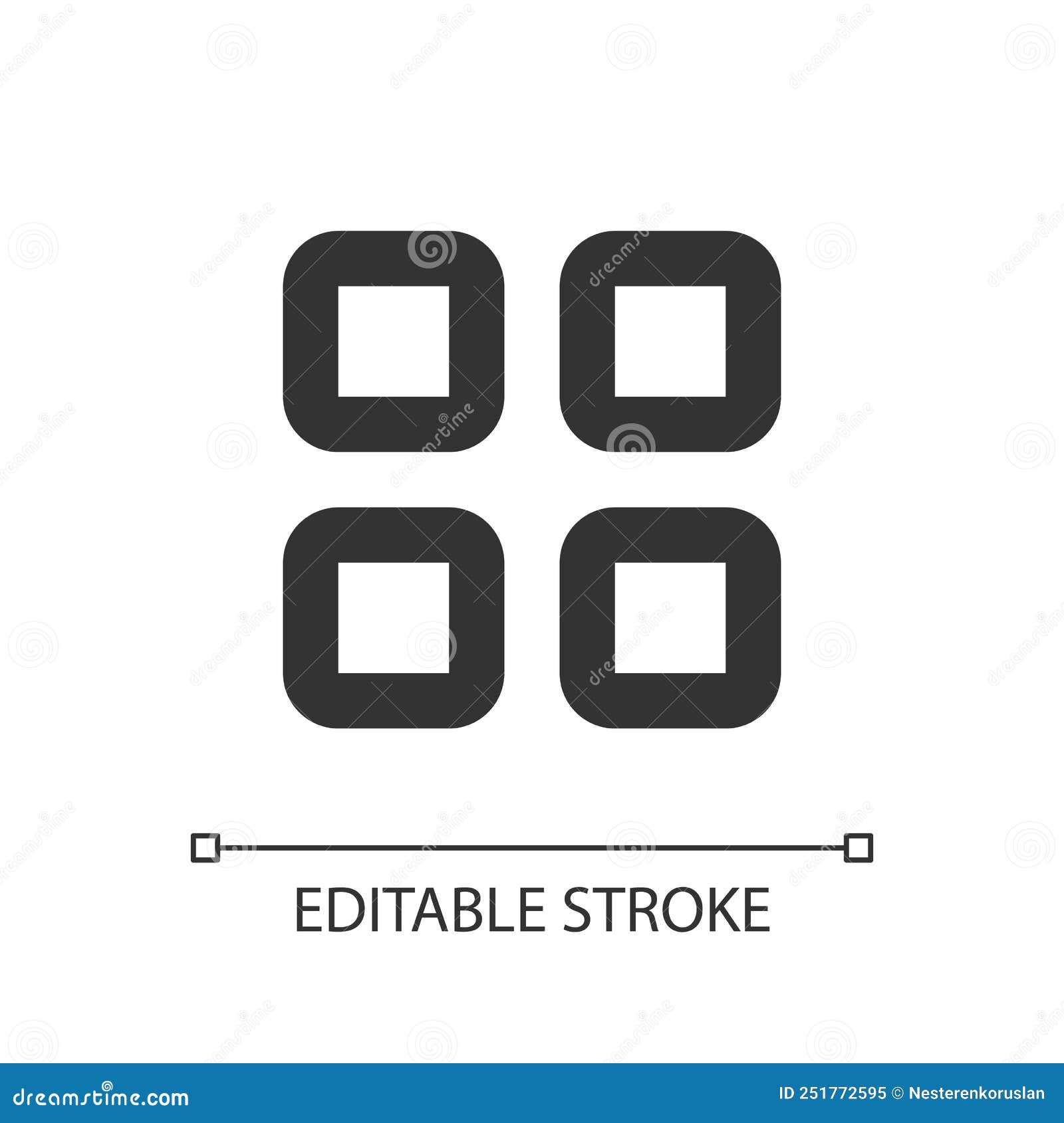 Bento Like Menu Pixel Perfect Linear Ui Icon Stock Vector ...