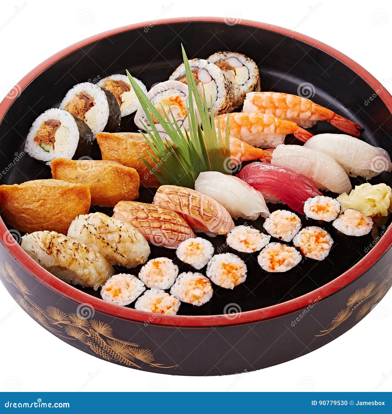 Bento Box Set Of Sushi, Sashimi, California Roll, Maki Sushi Roll ...