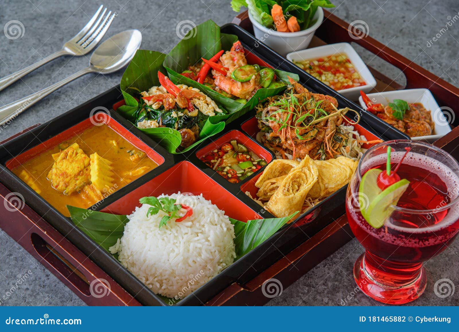 Bento Thai Style, Thaifood in Bento Stock Photo - Image of chicken ...