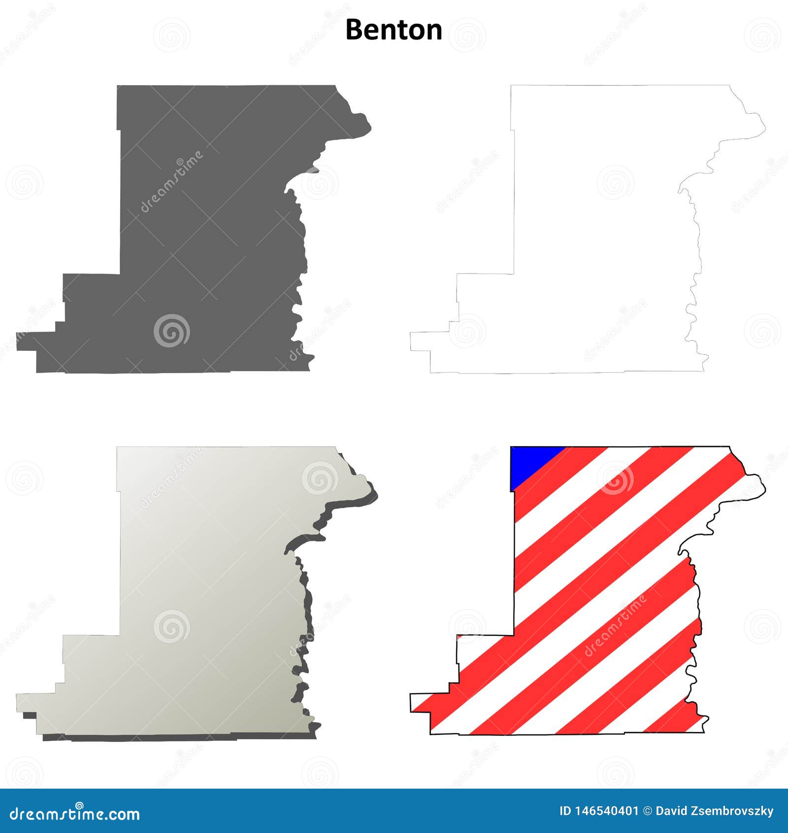 Map Of Benton County In Mississippi State On White Background. Single ...