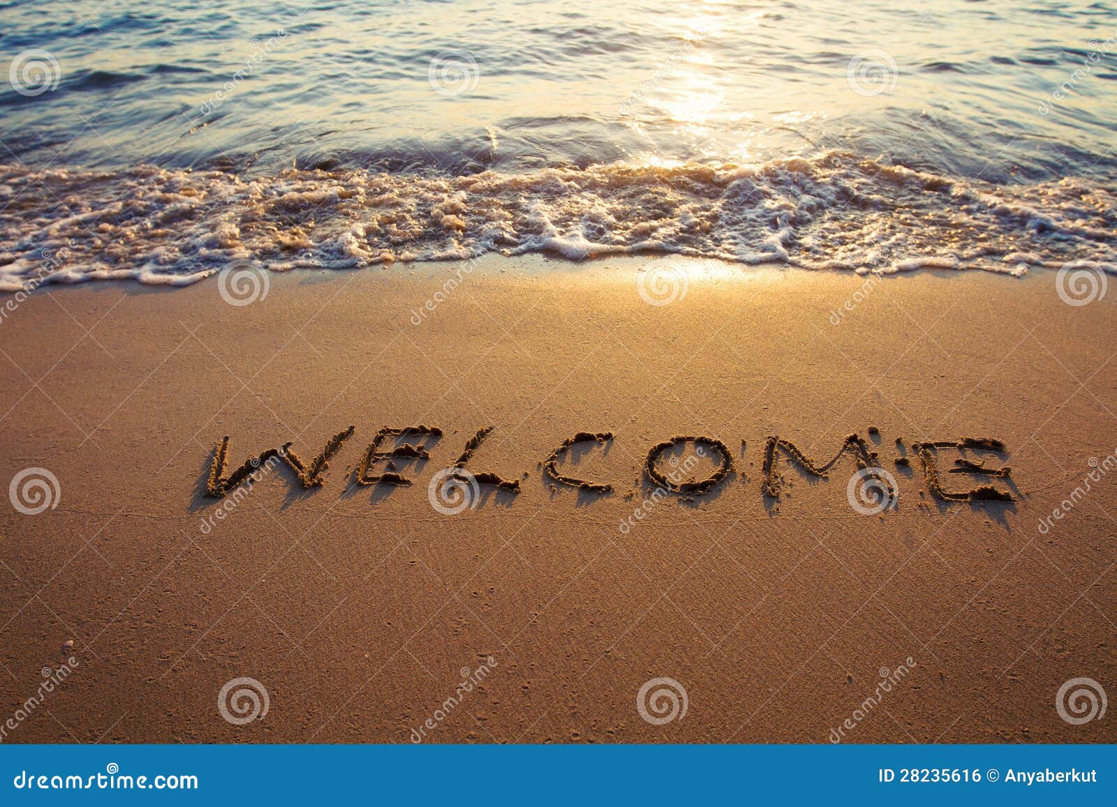 Benvenuto fotografia stock. Immagine di concetti, sabbia - 28235616
