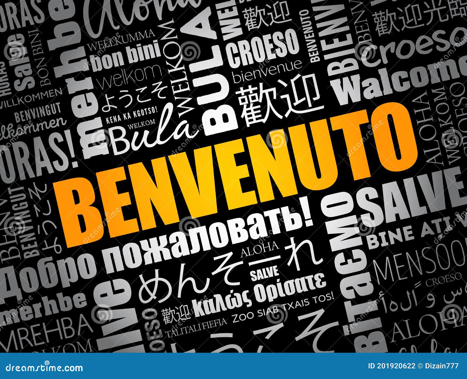 Benvenuto (Welcome In Italian) Word Cloud In Different Languages ...
