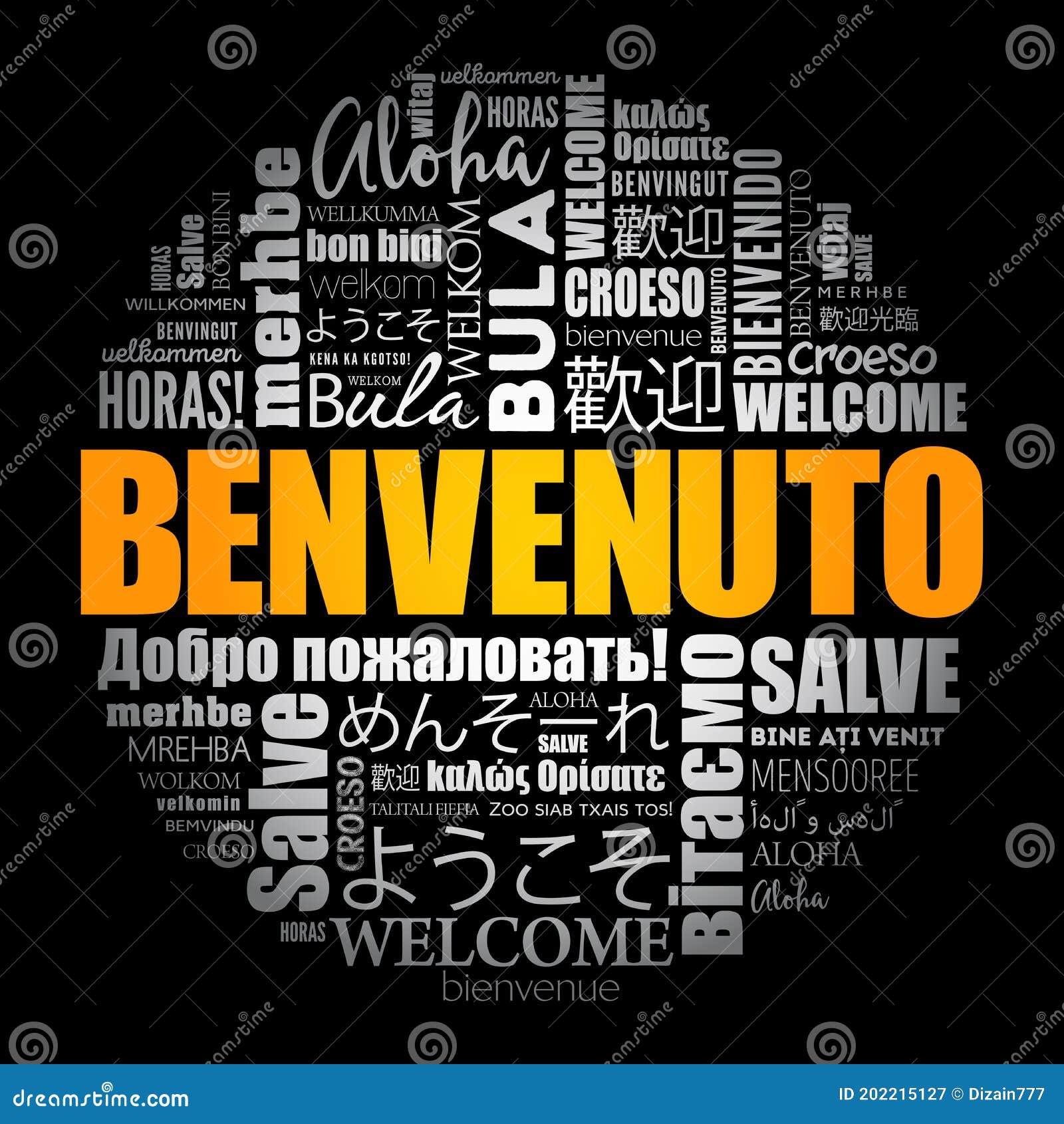 Benvenuto (Welcome in Italian) Word Cloud Stock Illustration ...