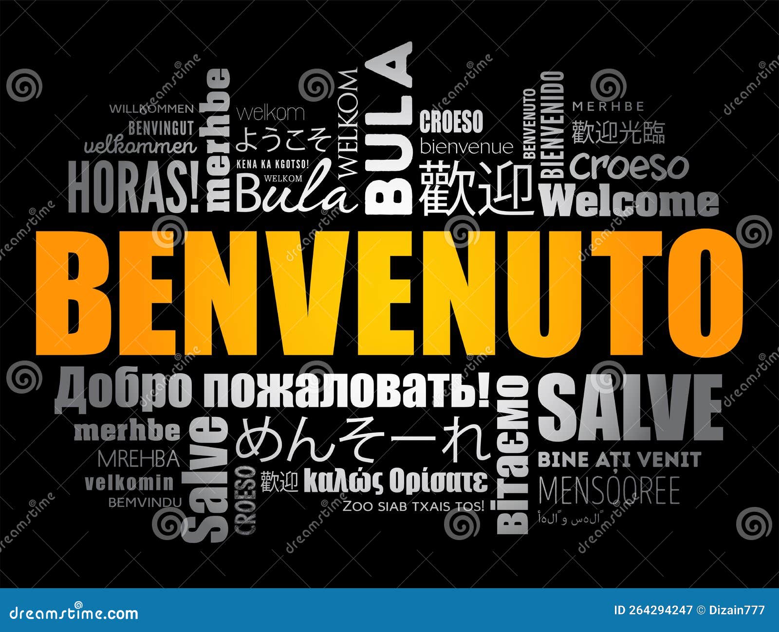Benvenuto Welcome In Italian Word Cloud In Different Languages ...