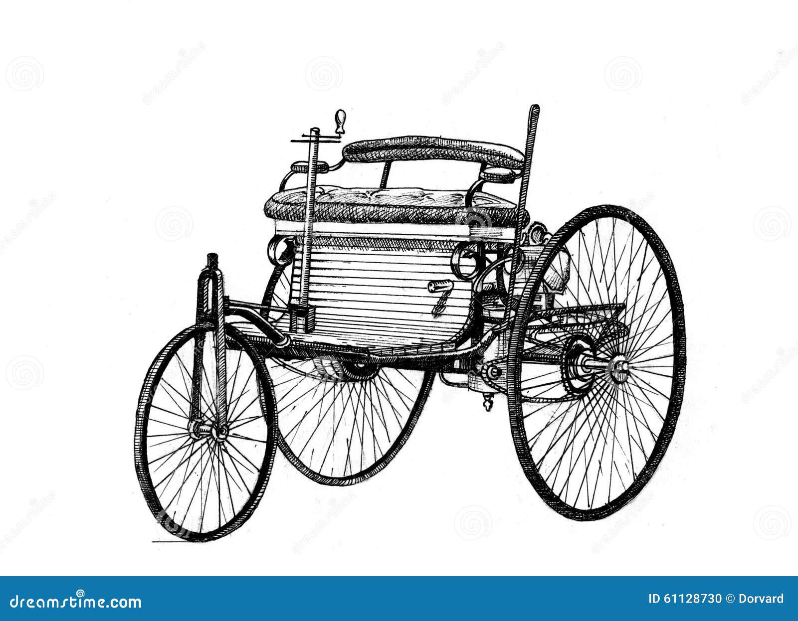 Benz Car, hand drawn stock illustration. Illustration of motorwagen ...
