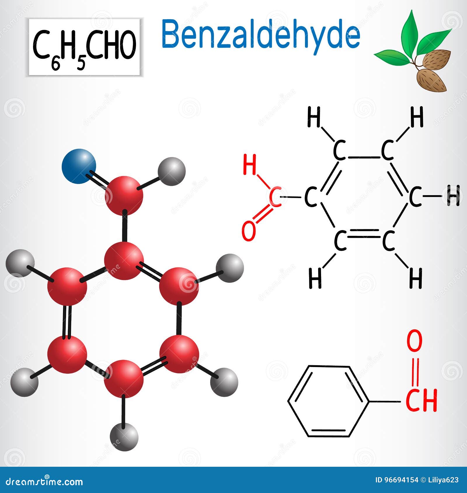 Benzaldehyde. Aldehydes in Nature Stock Vector - Illustration of ...
