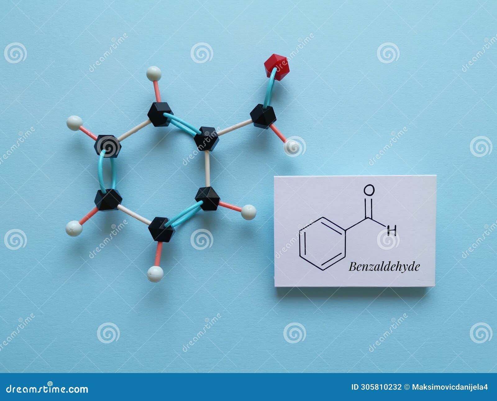 Benzaldehyde, Aromatic Aldehyde. Molecular Structure Model And ...