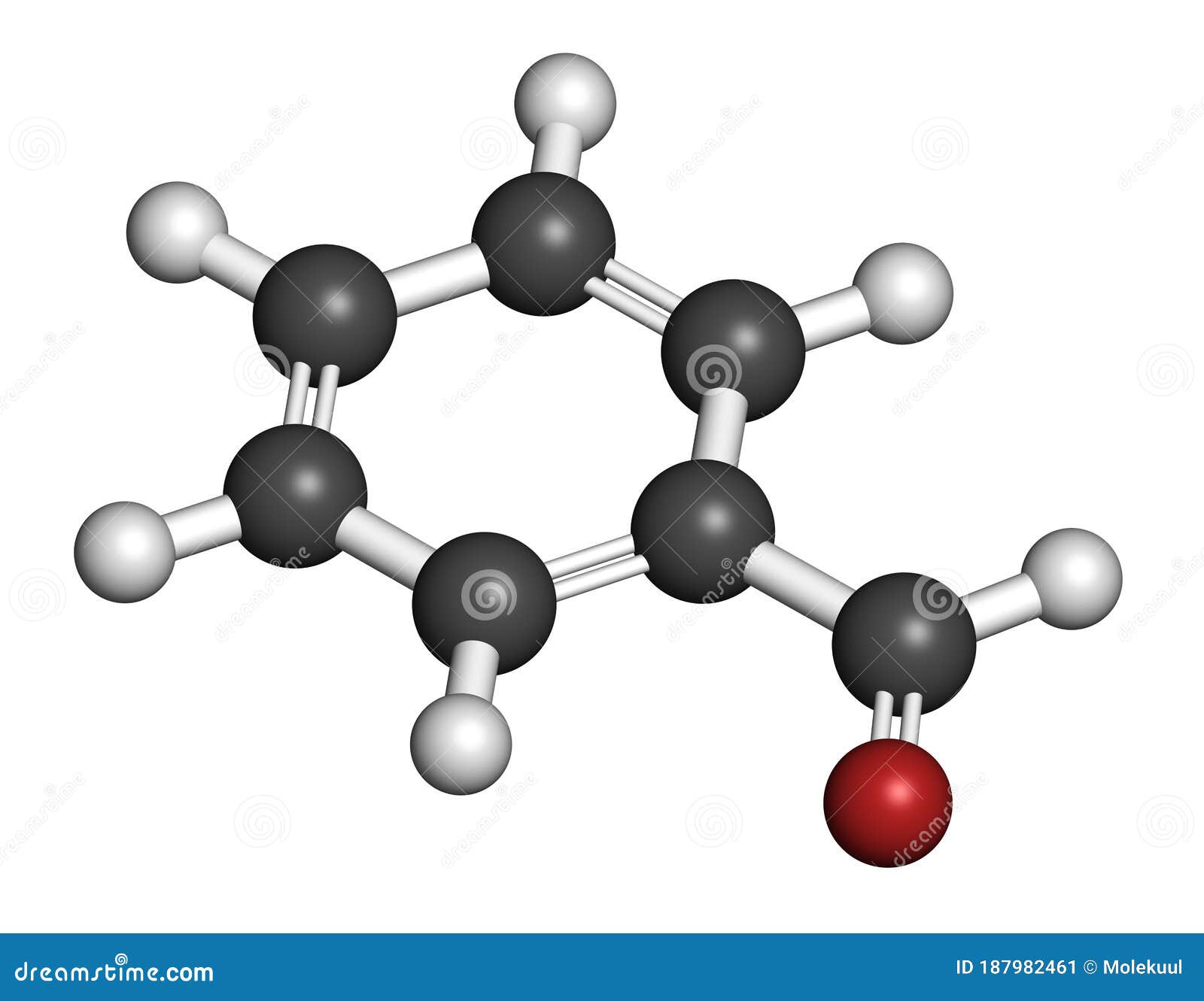 Benzaldehyde Molecule 3d Rendering, Flat Molecular Structure With ...