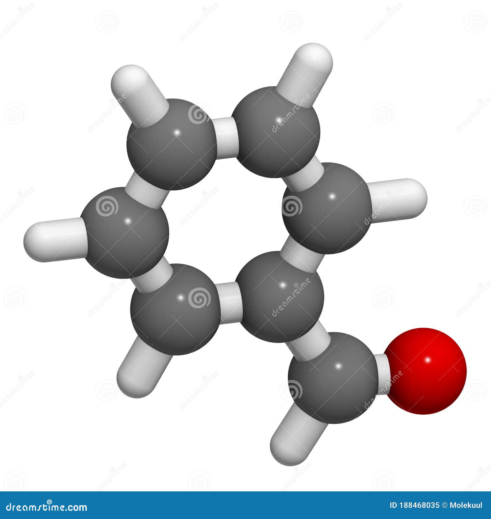 Benzaldehyde Molecule 3d Rendering, Flat Molecular Structure With ...