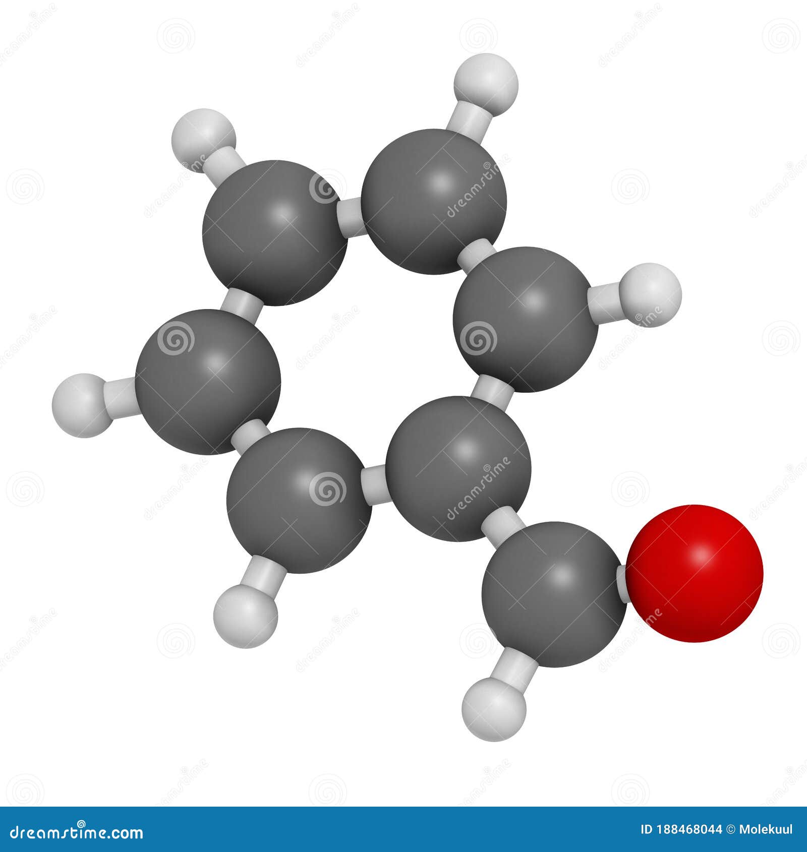 Benzaldehyde Molecule 3d Rendering, Flat Molecular Structure With ...