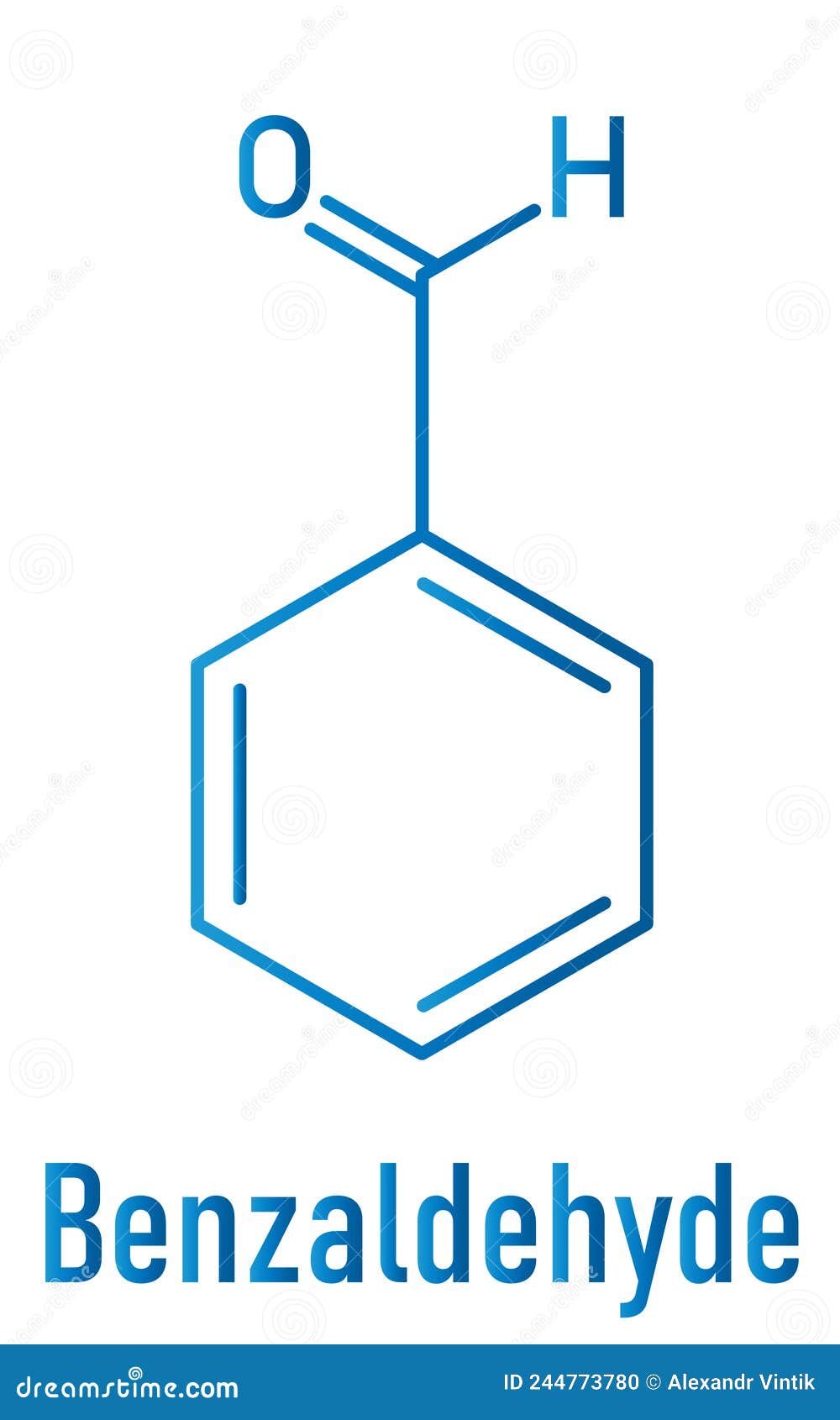 Benzaldehyde Molecule 3d Rendering, Flat Molecular Structure With ...