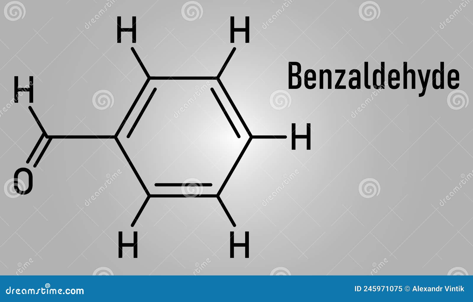 Benzaldehyde Molecule 3d Rendering, Flat Molecular Structure With ...