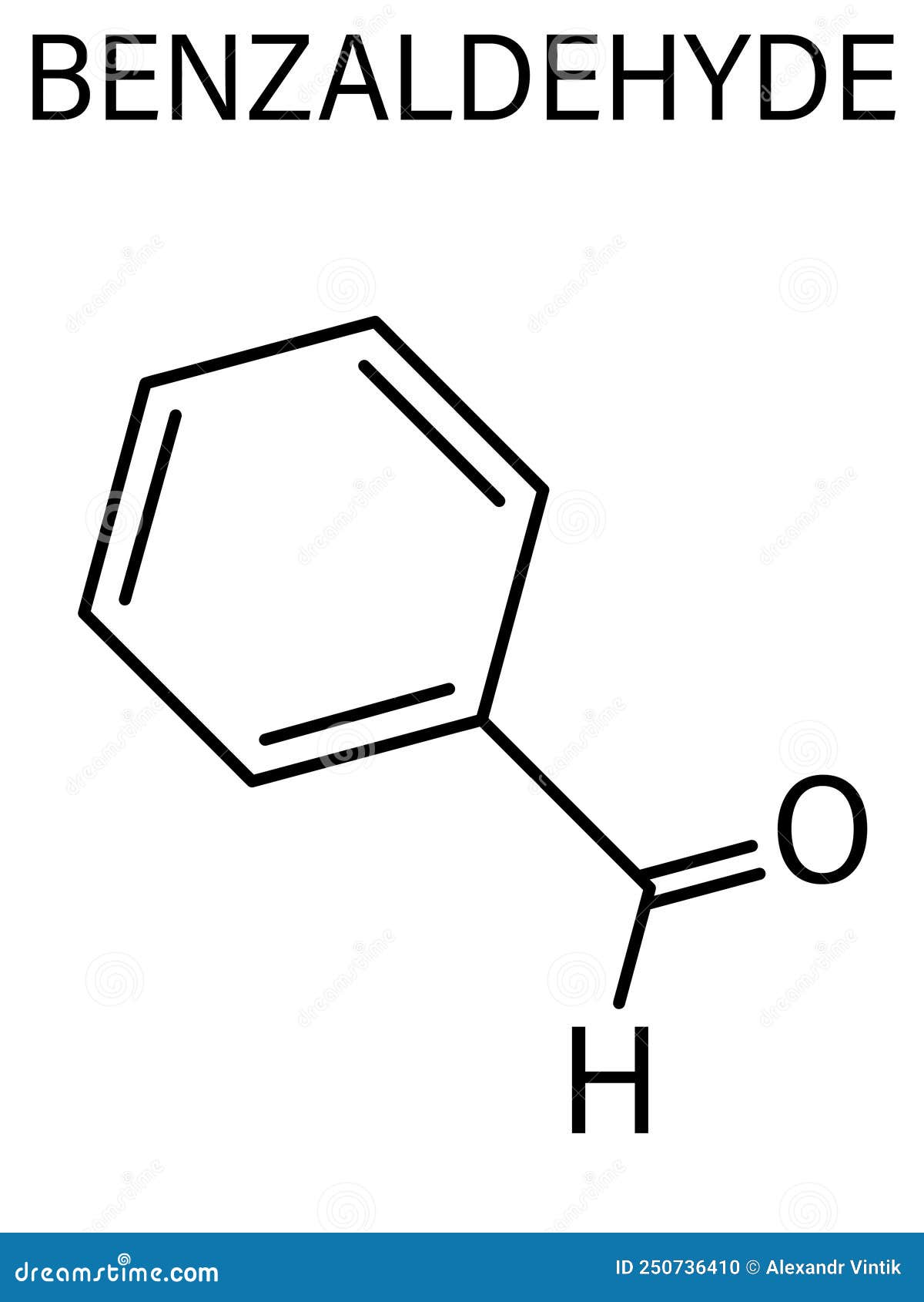 Benzaldehyde Molecule 3d Rendering, Flat Molecular Structure With ...