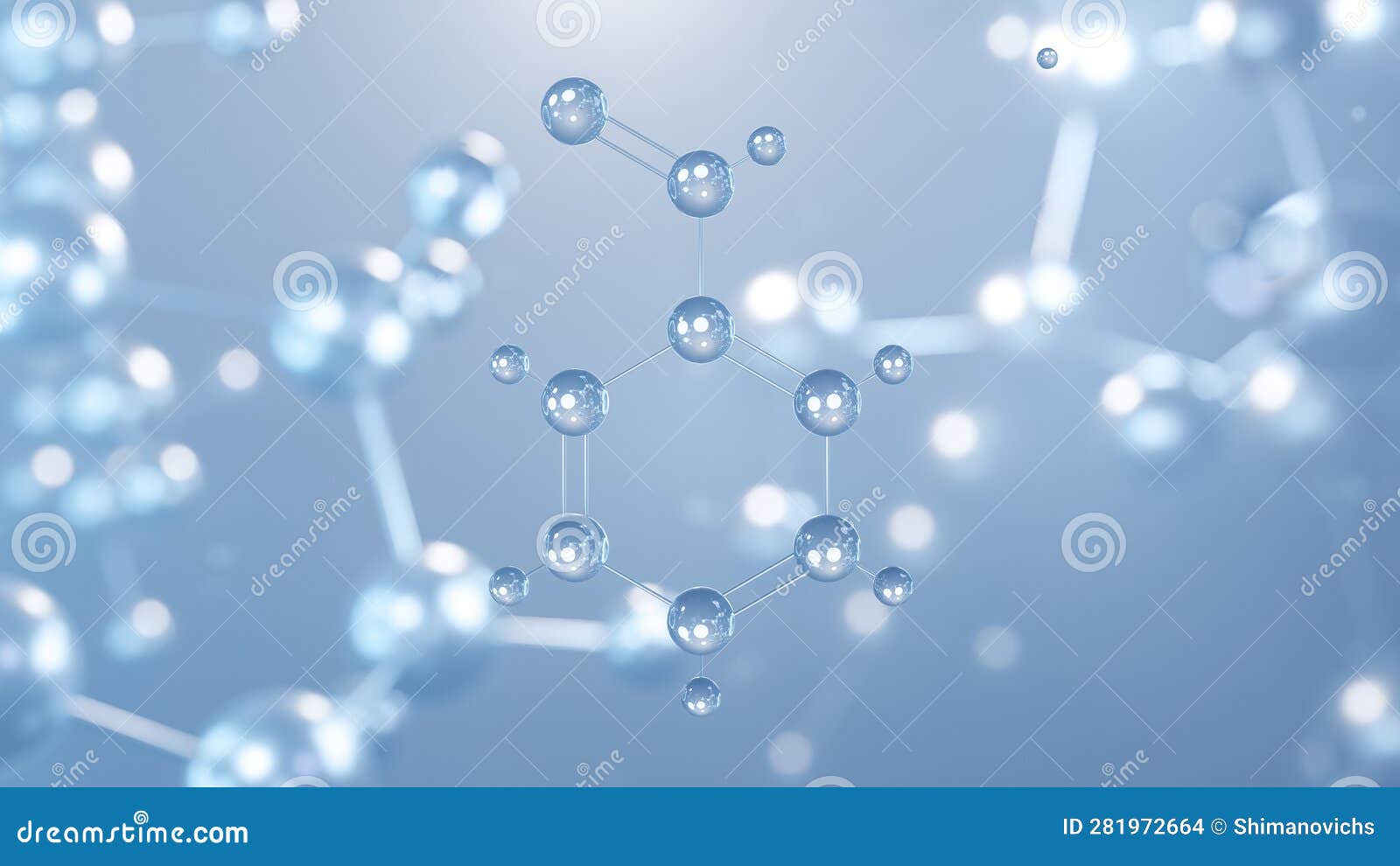 Benzaldehyde Molecular Structure 3d, Flat Model, Aromatic Aldehyde ...