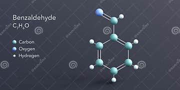 Benzaldehyde Molecule 3d Rendering, Flat Molecular Structure with ...