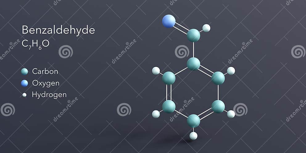 Benzaldehyde Molecule 3d Rendering, Flat Molecular Structure with ...