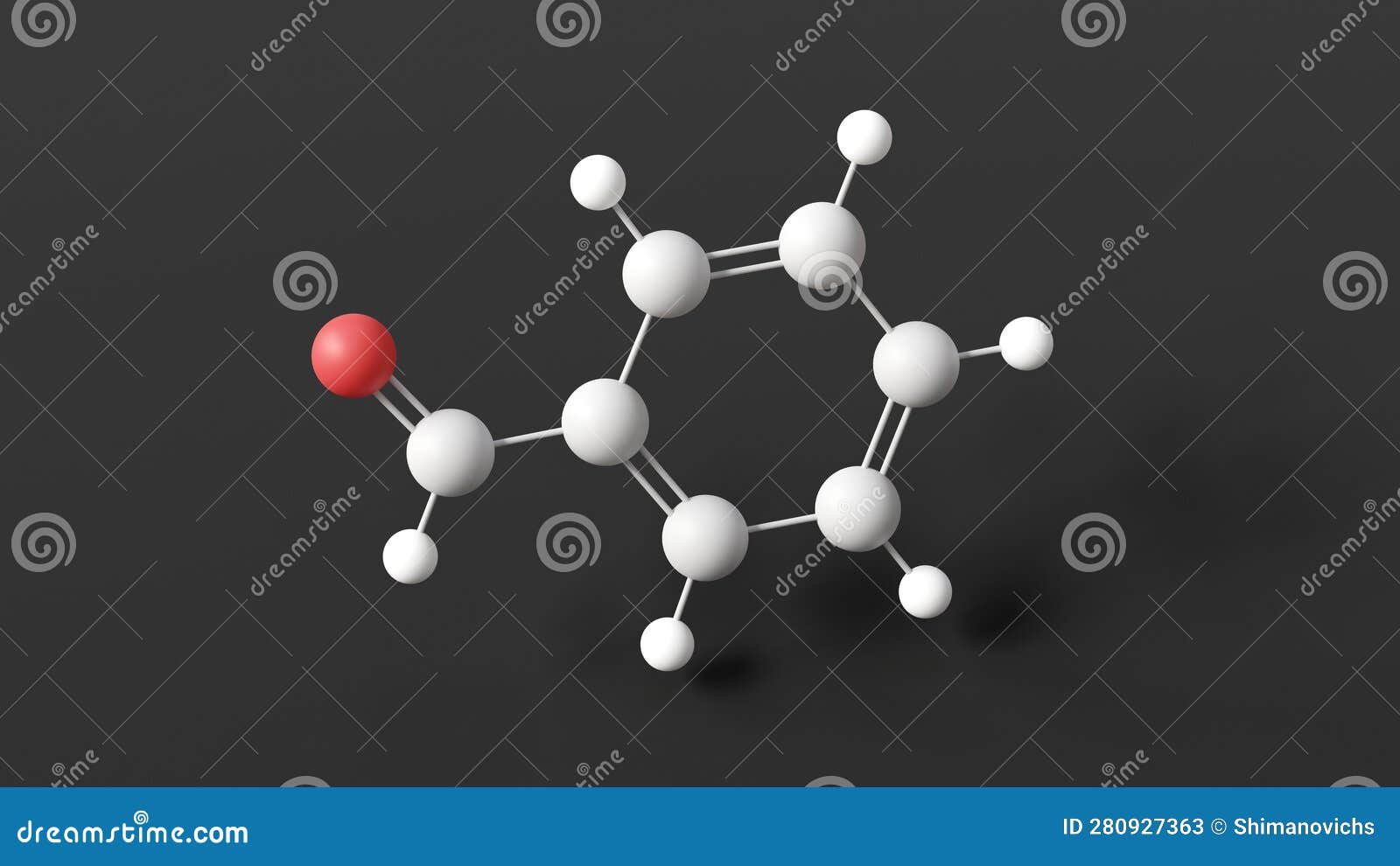 Benzaldehyde Molecule, Molecular Structure, Aromatic Aldehyde, Ball and ...