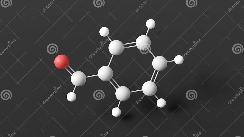 Benzaldehyde Molecule, Molecular Structure, Aromatic Aldehyde, Ball and ...