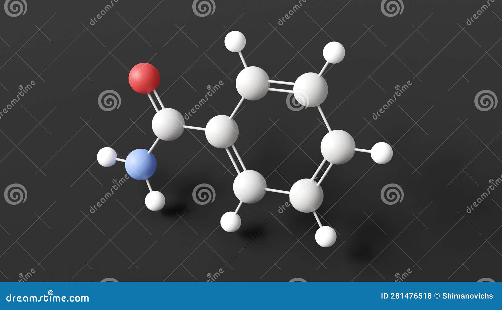 Benzamide Molecule, Molecular Structure, Amide Derivative, Ball and ...