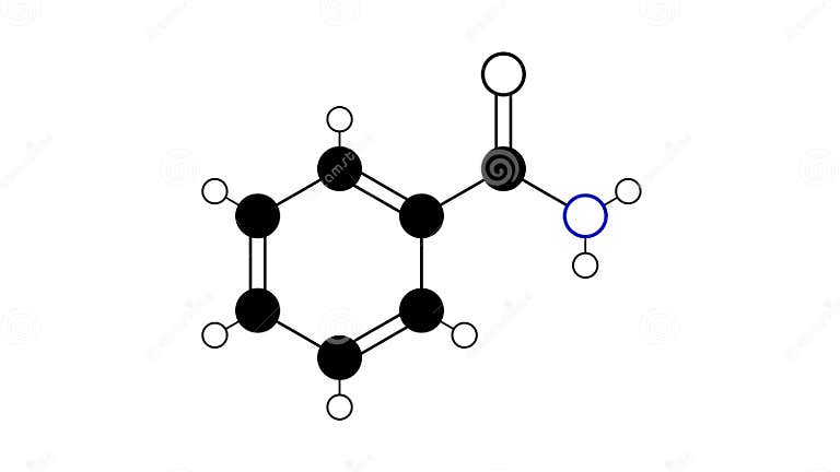 Benzamide Molecule, Structural Chemical Formula, Ball-and-stick Model ...