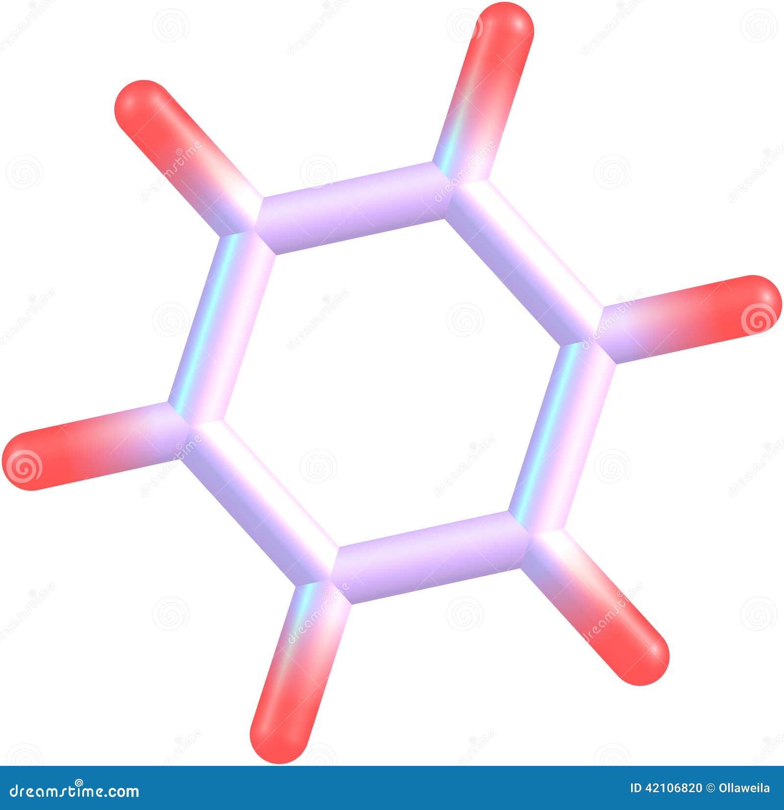 Benzeen Moleculaire Structuur Op Witte Achtergrond Stock Illustratie ...