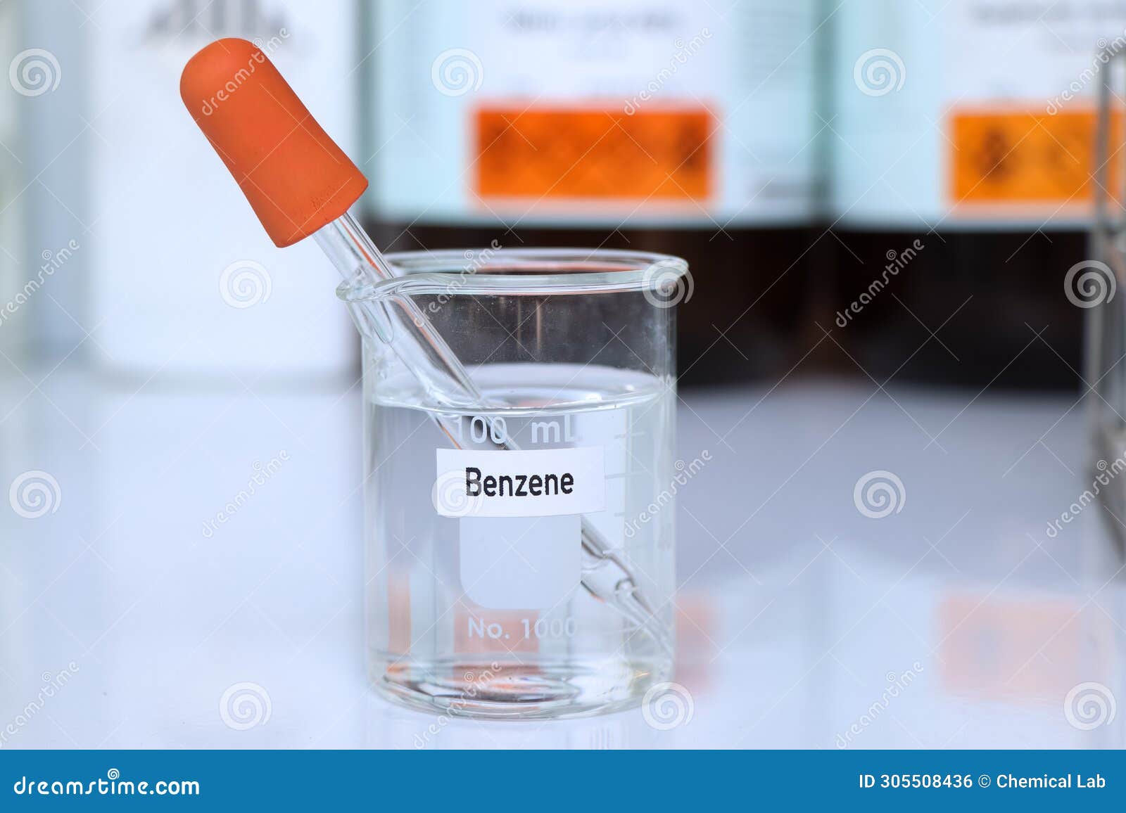 Benzene in Container, Chemical Analysis in Laboratory Stock Photo ...