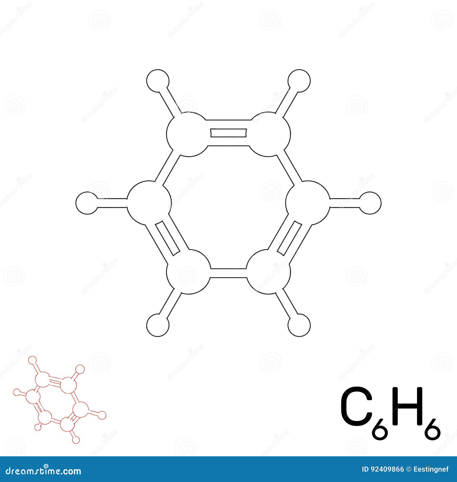 Benzene Model Molecule. Isolated on White Background Stock Vector ...
